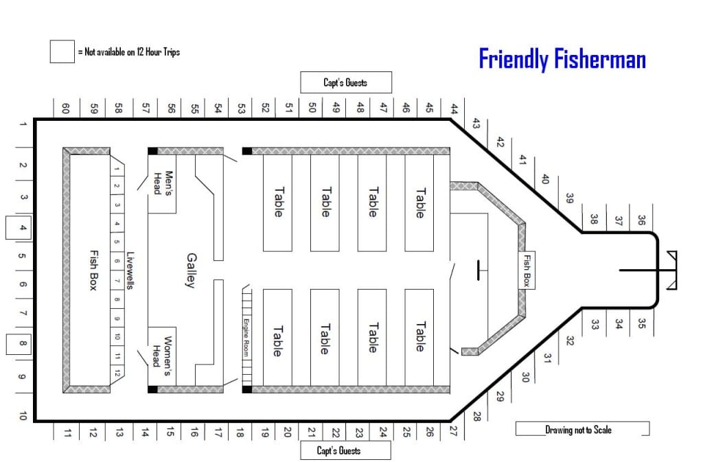 The Friendly Fisherman Layout | Hubbard's Marina | Deep Sea Fishing Charter
